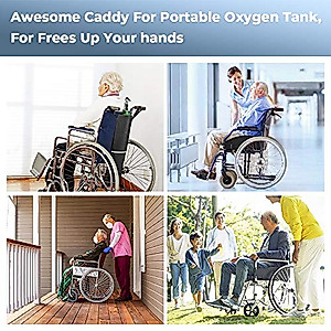 Issyzone Oxygen Tank Holder for Wheelchair, Oxygen Cylinder Bag, with Nice Mesh Storage Pocket Fits D and E Oxygen Tanks