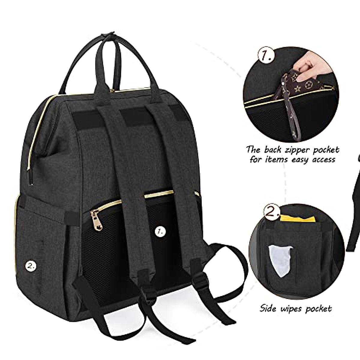 CURMIO Breast Pump Bag Backpack Compatible for Spectra S1, S2, Medela, Pumping Tote with Compartment for Cooler Bag, with Padded Laptop Sleeve for Working Moms, Black