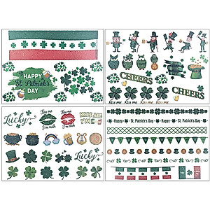 CLOOOUDS 4 Sheets St. Patrick’s Day Temporary Tattoo Stickers,Tattoo Stickers For Kids, Adults, St Patrick Day, Party