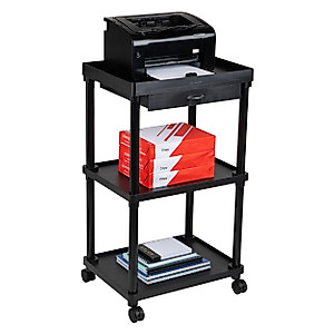 Mind Reader All Purpose Rolling Cart, Printer Cart, Utility Cart, Kitchen Cart, Coffee Cart, Microwave Cart, Bathroom Cart, 3 Tier, Black with Free Condiment Organizer