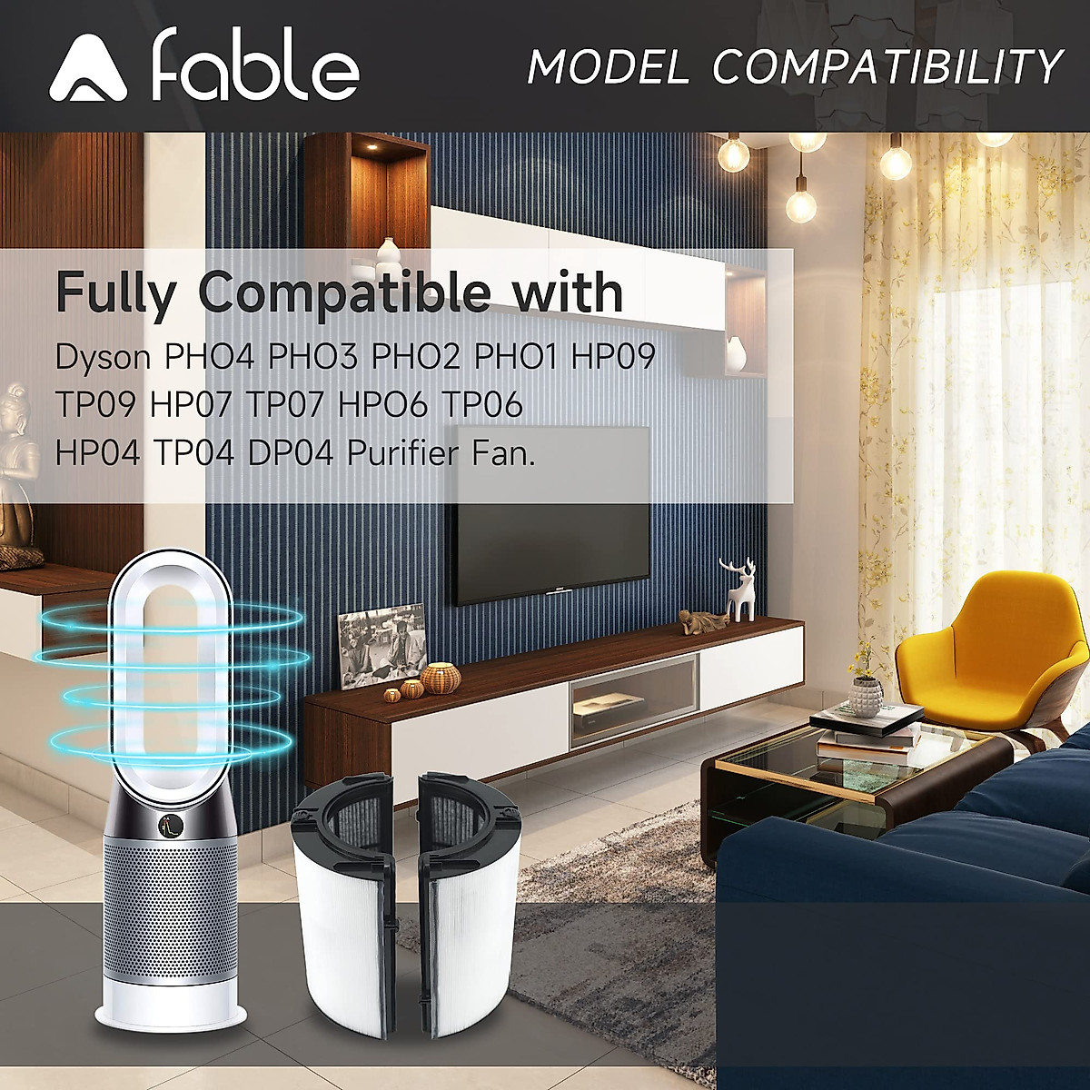 2 Pack TP06 Replacement Filter Compatible with Dyson TP06 TP04 HP04 HP06 TP07 HP07 HP09 TP09 TP08 PH01 PH02 PH03 360° Combi 2 in 1 HEPA+Carbon Filters,Black