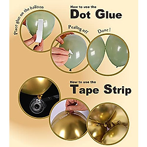 SUWEN 157PCS DIY Olive Green Balloon Arch Garland Kit Lime Green Gold Metallic White Latex Balloon Decorations for Birthday Baby Shower Party Decor