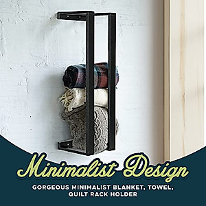 RELODECOR Blanket Wall Rack (Black), Blanket Holder for Bedroom and Living Room, Blanket and Towel Wall Mount Rack, Towel Wall Mounted Shelf, Floating Blanket Storage, Wall Decorative Blanket Shelf