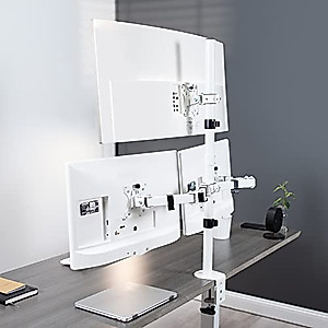 VIVO Triple LCD Monitor Desk Mount Stand Heavy Duty and Fully Adjustable, 3 Screens up to 30 inches, White STAND-V003TW