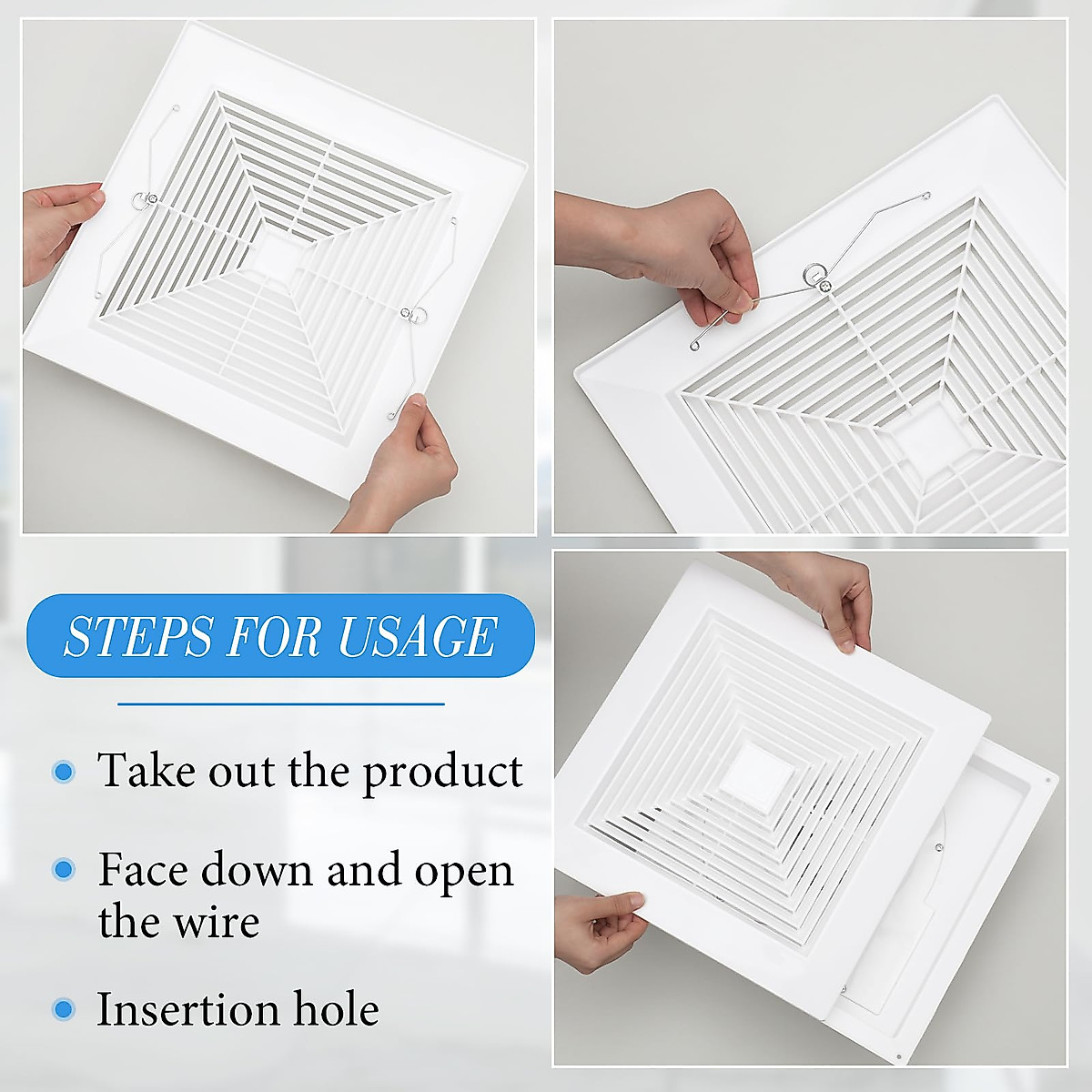 Baquler Exhaust Bathroom Fan Cover Bathroom Ceiling Fan Grille with Springs Plastic Replacement Vent Fan Fits Models 663 670 671 675 688 689 Ventilation Fan Plastic Cover White(2 Pcs,11 x 11'')