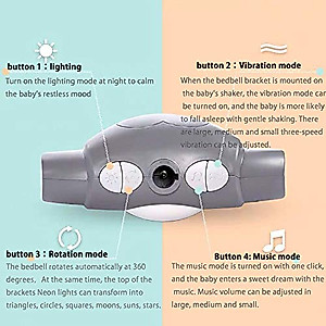 CUTIE PUMPKIN Baby Music Mobile for Crib Playpen with Nursy Lights,Relaxing Music and Natural Sounds. Includes Light Projector with Stars and Shapes. Newborn Nursery Toys with Cradle Vibration. (Grey)