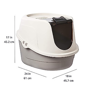 Amazon Basics No-Mess Hooded Cat Litter Box, Large, Multicolor, 24 in x 18 in x 17 in