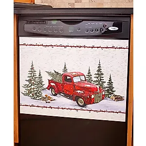 Vintage Country Red Pick Up Truck Dishwasher Magnet - Home Kitchen Decoration