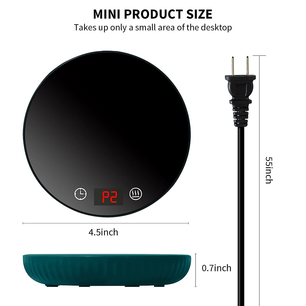 Coffee Mug Warmer, Electric Coffee Warmer for Desk Auto Shut Off & Timing, Coffee Cup Warmer Candle Warmer with 2 Temperature Settings, Smart Beverage Warmer for Coffee, Tea, Milk and Hot Chocolate