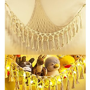TCGPRO Stuffed Animal Storage - Stuffed Animal Hammock Corner - Cute Stuff Animals Holder Plushie Net Hanging Organizers, Baby Room Bedroom Nursery Decor Kids Girls Toddler Boho