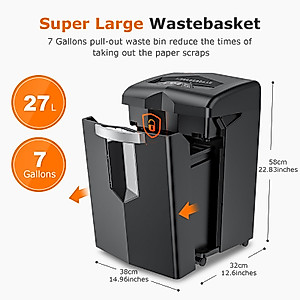 Bonsaii Heavy Duty Paper Shredder - 20 Sheets, 40 Min Continuous Shred, P-4 Security, Crosscut, Anti-Jam, CD/Credit Card/Staple Safe, 7 Gal Bin, Commercial Use C144-D