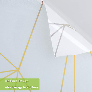 Privacy Window Film White Irregular Geometry, Non-Adhesive Glass Door Film Static Cling Window Covering Paper, UV Rejection/Heat Control/Easy Removable for Home Office Decoration,17.5 by 78.7In.