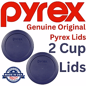 Pyrex 7200-PC 2 Cup Dark Blue Round Storage Lids - 2 Pack