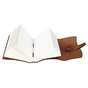 Handmade Leather Journal/Writing Notebook Diary/Bound Daily Notepad For Men & Women Unlined Paper Medium, writing pad gift for artist, sketch (Brown Tan, 7 x 5)
