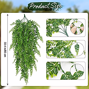 Huryfox Artificial Hanging Plants Fern Vine - Fake Ivy Leaves Decoration for Indoors & Outdoors, Faux Foliage Greenery Decor for Living Room, Kitchen, Balcony, Garden, Bedroom, Farmhouse Aesthetic