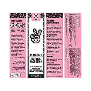Peace Out Skincare Retinol Face Stick. Reduce Fine Lines, Wrinkles and Uneven Texture with 3% Encapsulated Retinol (.28 oz)