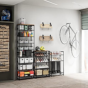 AEPOALUA Shoe Rack, 9-Tier Shoe Organizer, Tall Shoe Storage for Entryway, Closet, Garage, Large Shoe Rack Storage Organizer, Set of 2 5-Tier add 4-Tier Stackable Shoe Shelf, Industrial, Rustic Brown