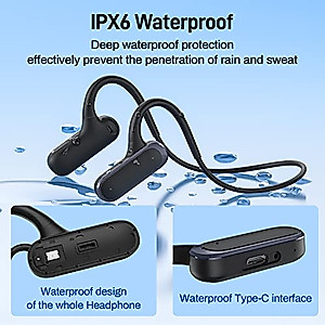 YYK Open Ear Headphones Wireless Air Conduction Bluetooth Earphones 15 Hours Playtime IPX6 Waterproof Lightweight Comfortable Over-Ear Headphone with Mic for Sport Work Study Indoor and Outdoor