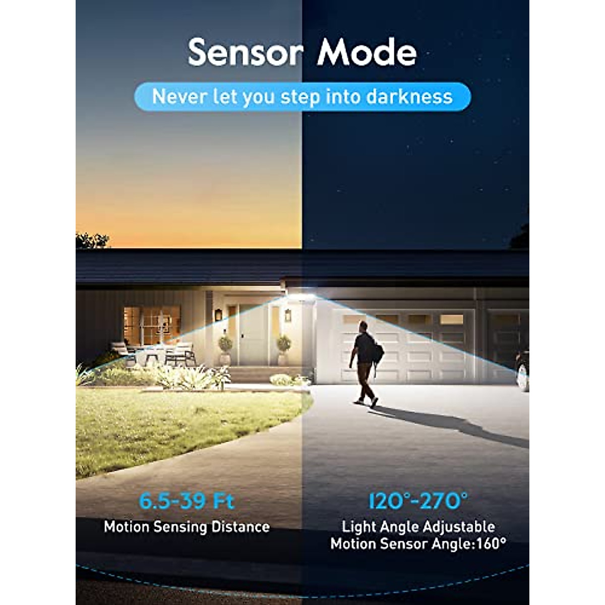 Brightown Motion Sensor Outdoor Lights with Remote, 40W 4500LM Dusk to Dawn Security Lights 3 Mode Adjustable, 3000K-6500K White Warm Colour Adjustment, IP65 Waterproof Flood Light for Home