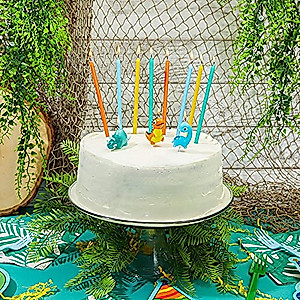3D Dinosaur Cake Topper with Thin Candles in Holders (18-Pack)