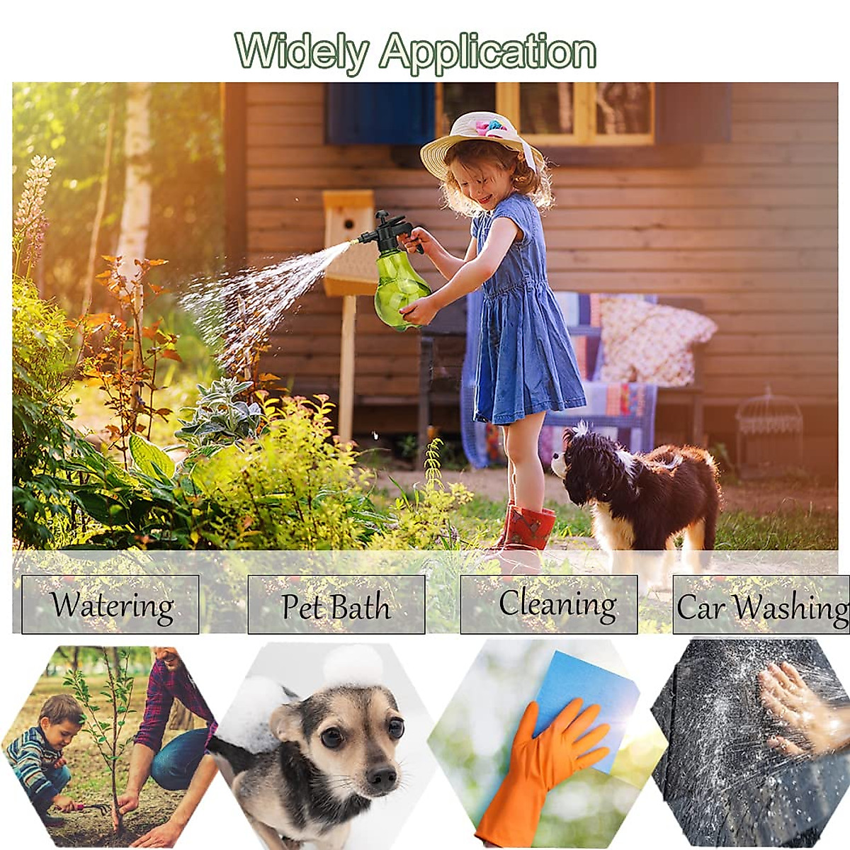 Handheld Garden Pump Sprayer,2 Pack Lawn & Garden Pressure Water Mister Spray 0.4 Gallon Bottle with Adjustable Brass Nozzle, Clear Green Hand Pressure Pump Sprayer Bottles for Plants (1.5L Green)