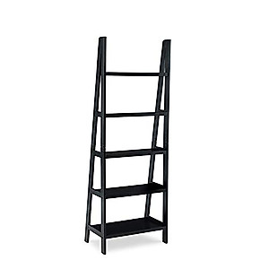 Linon Archdale Wood Ladder Bookshelf in Black