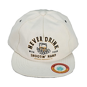 Sendero Provisions Co. Shootin Hand Hat Screen Printed Strapback Cap Off-White, One Size