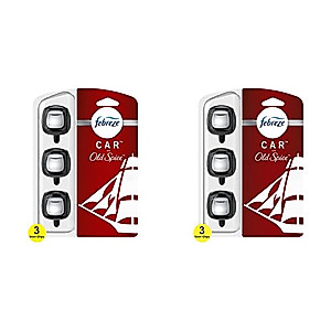 Febreze Old Spice Car Air Fresheners, Old Spice Scent, Odor Fighter for Strong Odor, Car Vent Clips (3 Count) (Pack of 2) Multicolor