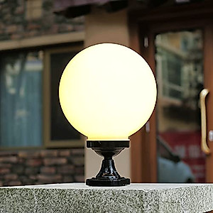 JSBDPHW Creative Spherical E27 Pillar Lamp Acrylic Lampshade Outdoor Fence Column Light Villa Courtyard Gate Column Light Lawn Decorative Lighting Fixtures