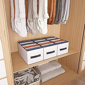Bosuelife 3 Pack Wardrobe Clothes Organizer, 7 Grids Waterproof Mesh Jeans Drawer Closet Organizers and Storage, Dimension 14-1/4" x 9-1/2"x 8" (Compartment width: 2")