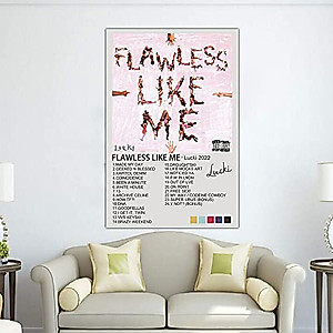 R-timer Lucki Poster Flawless Like Me Album Cover Poster Music Poster Decorations Paintings Retro Poster Canvas Wall Art for Living Room Bedroom Gift Unframed (12x18inch(30x45cm))