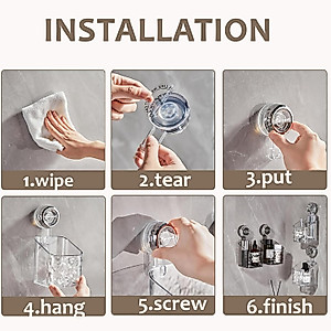 Light Luxury Style Glacier Pattern Suction Cup Shelf, Light Luxury Style Punch-Free Storage Rack, Suction Cup Shower Caddy, No-Drilling Wall Mounted Large Capacity Shower Basket (Clear-Large)