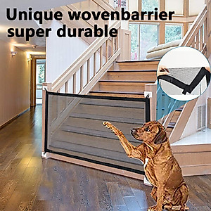 Pet Safety Guard Mesh Dog Gate [Easy-Series 70.9''x28.3'' ],Pet Gate Magic Gate for Dogs,Portable Folding Safety Gates Install Anywhere Wide Safety Fence for Hall Doorway and Stair