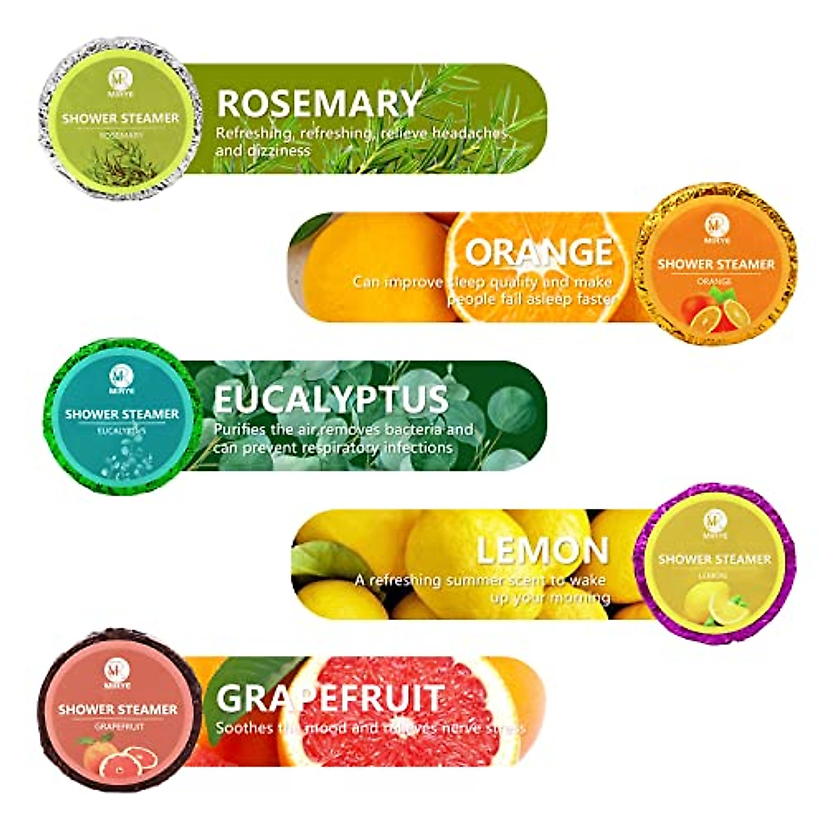 MR Shower Steamers Aromatherapy for Women or Men, 40 PCS 10 Scents Organic with Rose Lavender Mint Watermelon Eucalyptus Chamomile Lemon Rosemary Grapefruit Orange, Shower Bombs Christmas Gift Set