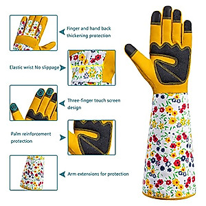isilila Long Gardening Gloves for Women, Rose Pruning Gloves Thornproof with Forearm Protection, Breathable Work Gloves with Touch Medium