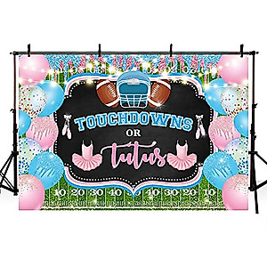 AIBIIN 7x5ft Touchdowns or Tutus Gender Reveal Backdrop American Football Pregnant Announcement Gender Neutral Photography Background Newborn Baby Shower Party Decorations Banner Supplies Photo Props