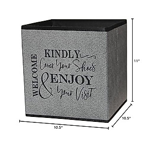 Shoe Cover Box - Welcome Guests to Please Cover Shoes. Indoor Foldable Storage Bin to Fill w/your Favorite Booties. For Homeowner, Real Estate Agent, Realtor Open House Supplies | 1 Grey & Black