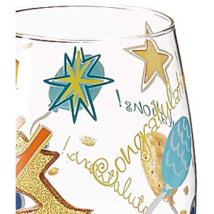 Enesco Lolita Happy Retirement Artisan Painted Wine Glass Gift, Multicolor, 1 Count (Pack of 1)