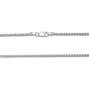 925 Sterling Silver Wheat Chain 2mm - Italian Spiga Sterling Silver Necklace Chain with Lobster Claw Clasp, Nickel Free 925 Silver Chain Necklace in lengths from 16-30 Inches