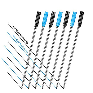 Jovitec 24 Pieces Replaceable Ballpoint Pen Refills Smooth Writing 4.5 Inch (11.6 cm) and 1 mm Medium Tip (Black and Blue)