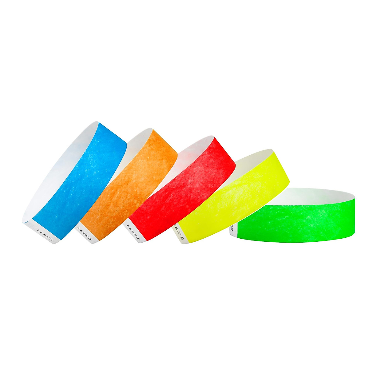 WristCo Variety Pack ¾” Tyvek Wristbands – 500 Pack | Green, Yellow, Red, Orange, Blue | Waterproof Paper Bracelets for Concerts & Events