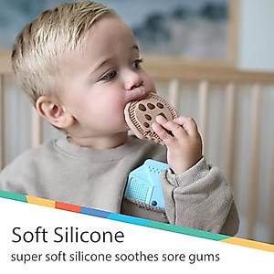 Nuby All Silicone Chocolate Chip Cookie & Milk Carton Teether – 2 Pack, 3+ Months