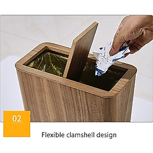 WAVEPEAK Indoor Trash cans Conical Wooden Trash Can Household Swing Lid Garbage Bin Simplicity Creative Waste Basket with Lid, 3 Colors, 10L/2.3 Gallons Indoor Garbage cans(B(with Cover))