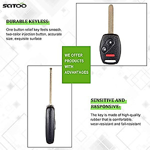 SCITOO 3 Buttons Keyless Entry Remote Control Key Fob Replacement for 2006-2016 for Honda for Odyssey for Civic 1PC FCC N5F-S0084A