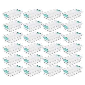 Sterilite Small Clear Plastic Storage File Clip Organizer Tote Container Bin Box w/Latching Lid for Home & Office Organization and Storage (24 Pack)