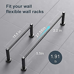 Retractable Towel Racks for Bathroom Wall Mounted, Bathroom Towel Storage, Hand Towel Holder for Bathroom Decor, Metal Bath Towel Holder Organizer, Shelves for Towels in Bathroom, Set of 2 (Black)