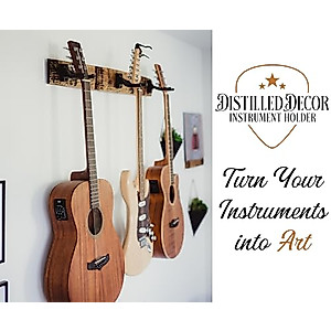 Coyle Woodworks Whiskey Barrel Stave 3-Guitar Wall Mount |Instrument Mount for Guitar, Ukulele, Violin, Banjo, Bass, Guitar Hanger, Natural Finish