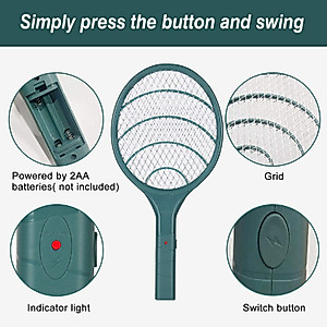Electric Fly Swatter Bug Zapper Racket, 3000V Mosquito Fly Gnat Zapper Pest Control for Home Outdoor Indoor