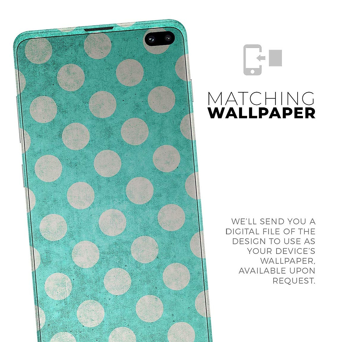 DesignSkinz Grungy Teal and White Polka Dots Protective Vinyl Decal Wrap Skin Cover Compatible with The Samsung Galaxy S20 (Screen Trim & Back Glass Skin)