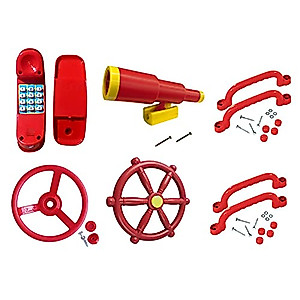 MERIGLARE Playground Equipment Outdoor Playset Steering Wheel Easy to Install Toy Phone Pirate Ship Parts Swingset Attachments for Backyard Kids Gifts
